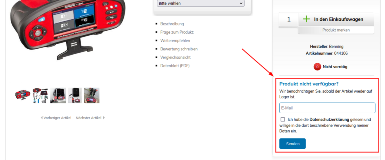Neu: Benachrichtigung, wenn Produkt wieder verfügbar. | BENNING-Blog